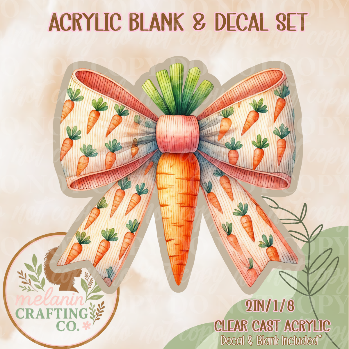 Carrot Bow Acrylic Blank & Decal Set – Melanin Crafting